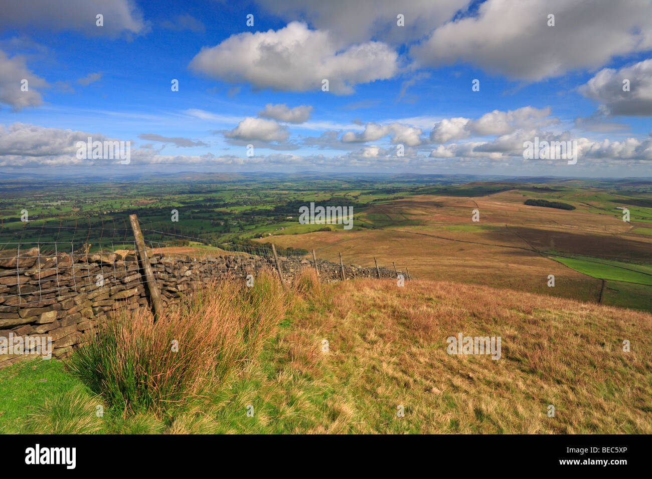 The Yorkshire Dales from The Pendle Way on Pendle Hill, Pendle ...