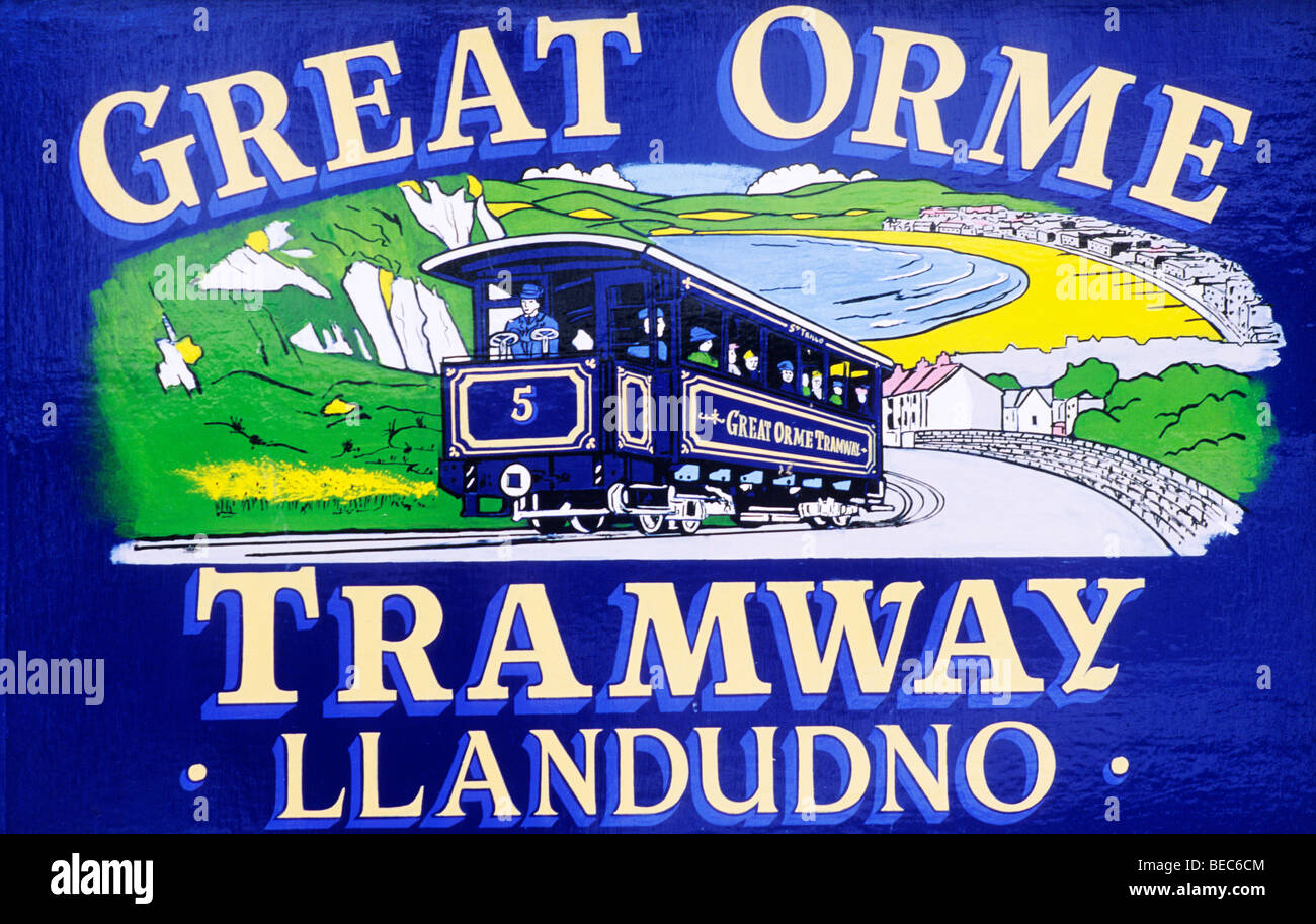 Llandudno, Wales, Great Orme Tramway, Poster at Terminus UK transport ...