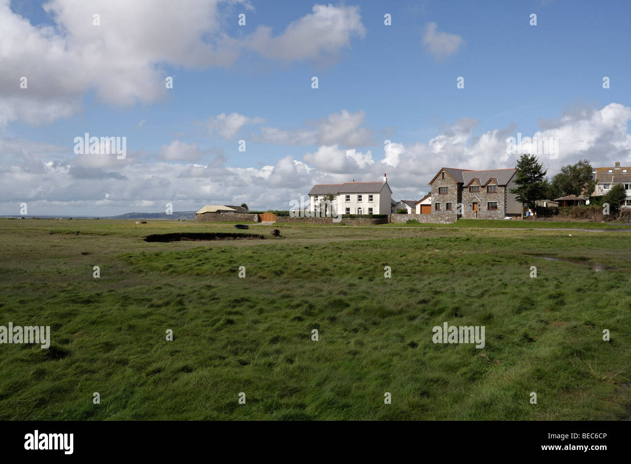 Cottage at the edge of Llanrhidian Marsh at Crofty on the Gower ...