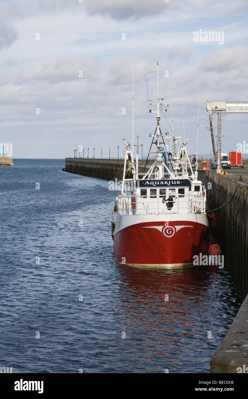 Amble Northumberland England UK Fishing boat moored in the port ...