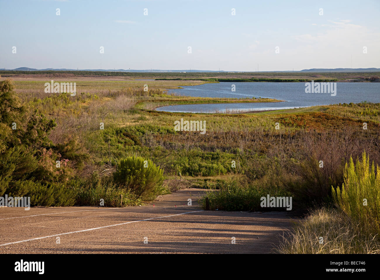 End of boat ramp leading to long term drought condition lake San Angelo ...