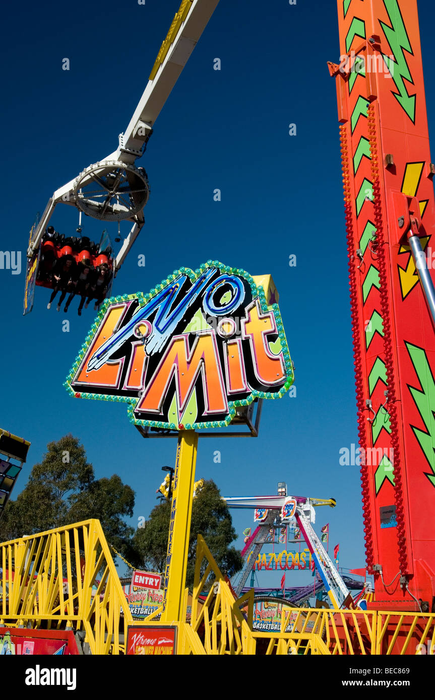 Fairgrand rides and amusements at Royal Melbourne Show, Australia Stock ...
