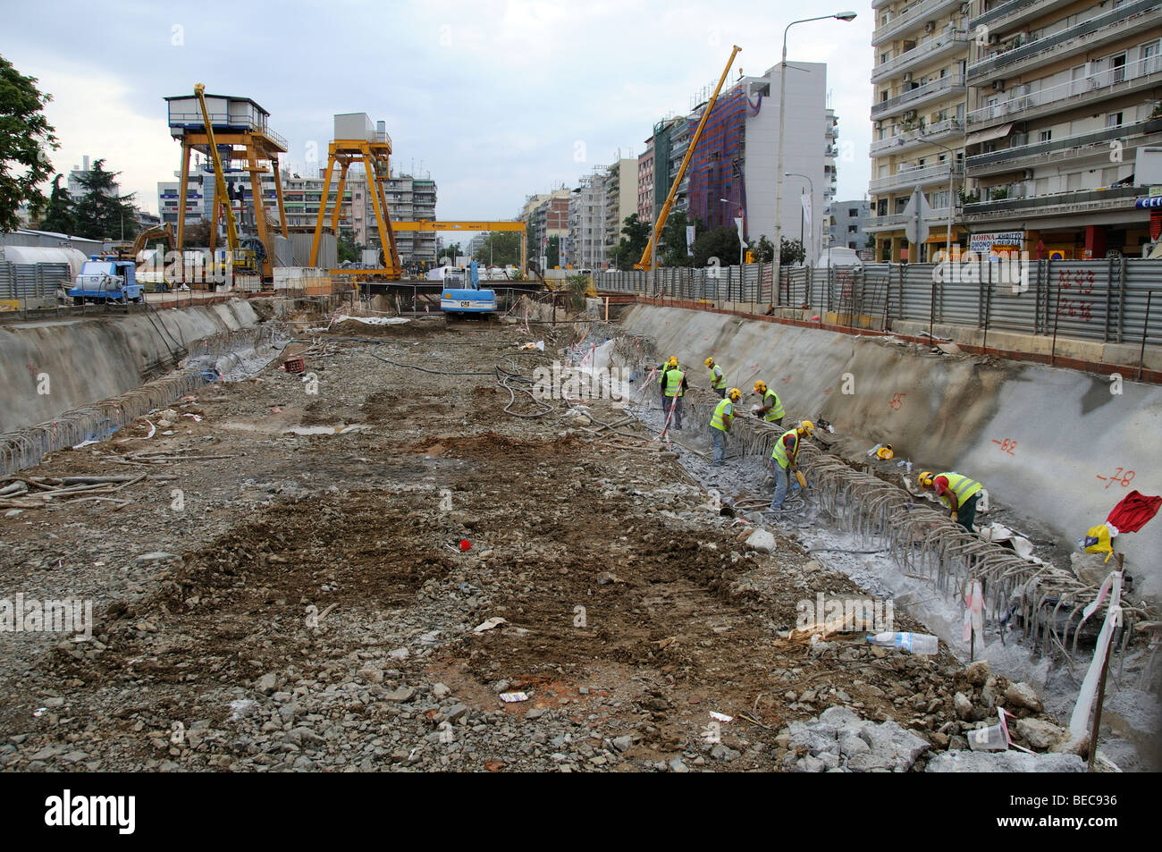 Thessaloniki metro railway system construction works close to ...