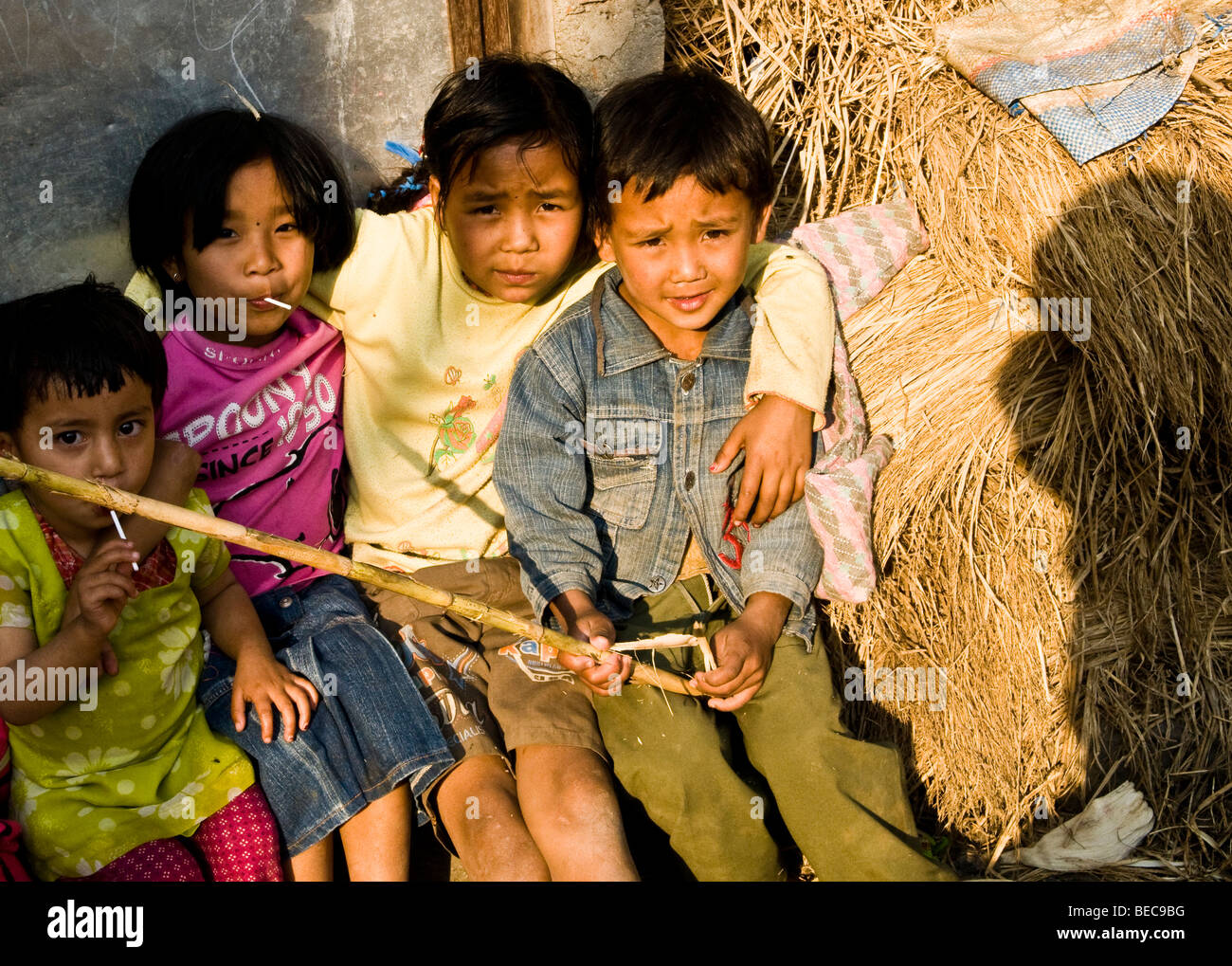 Cute Nepali children in their village in the Kathmandu valley Stock ...