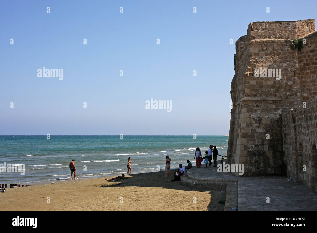 The beach by the medieval fortress at Larnaca, Cyprus Stock Photo - Alamy