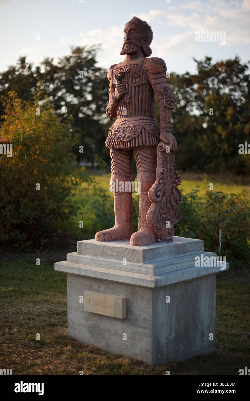 Roland statue of the Roland town Perleberg in the Rolandpark, Belgern ...