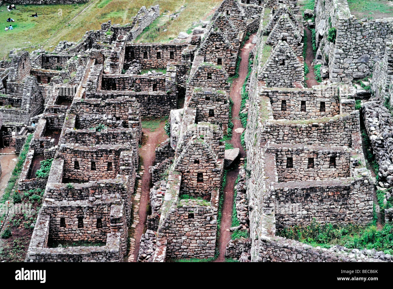 Detail, the ancient Inca city of Machu Picchu, 1987, Peru, South ...