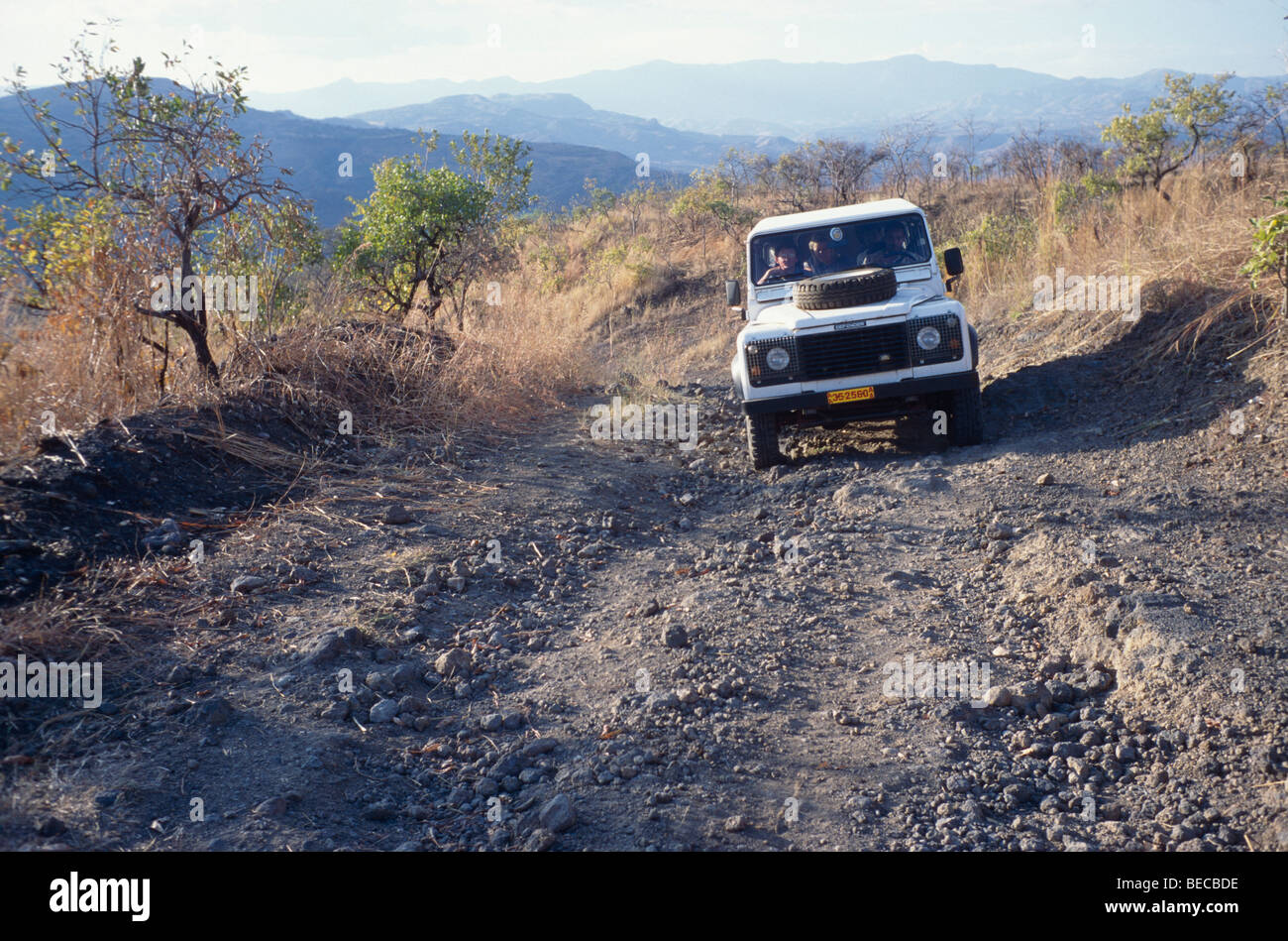 Development Agency Land Rover negotiating a rough road in the Rift ...
