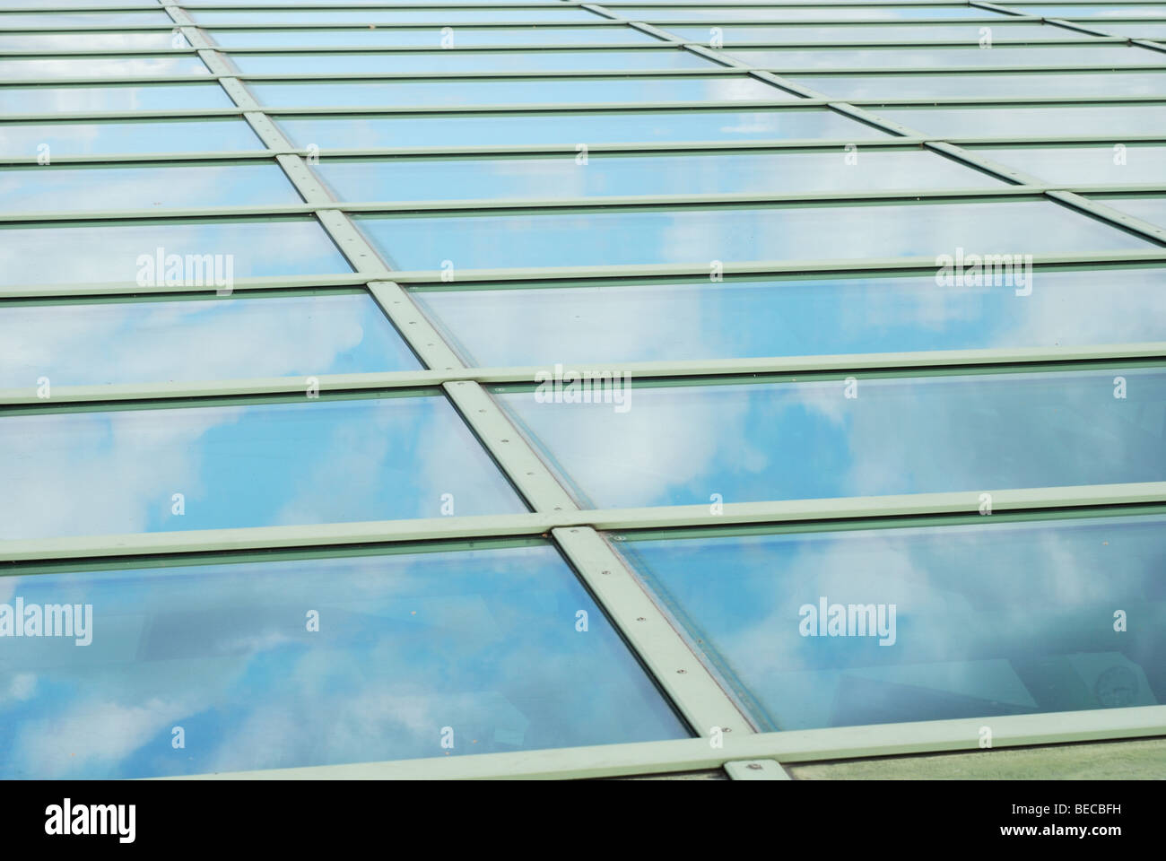 Glass roof with sky reflection Stock Photo - Alamy