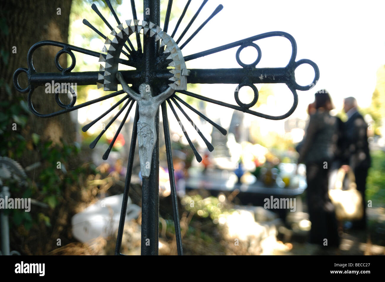 Cross in a cemetery hi-res stock photography and images - Alamy