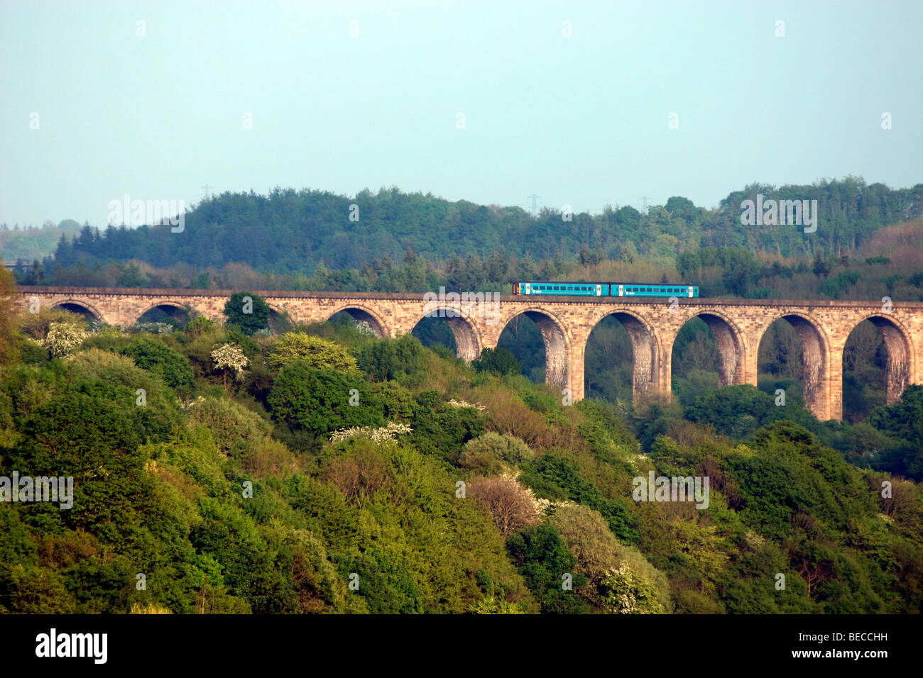 Train crossing Cefn viaduct Wales UK Great Britain Stock Photo - Alamy
