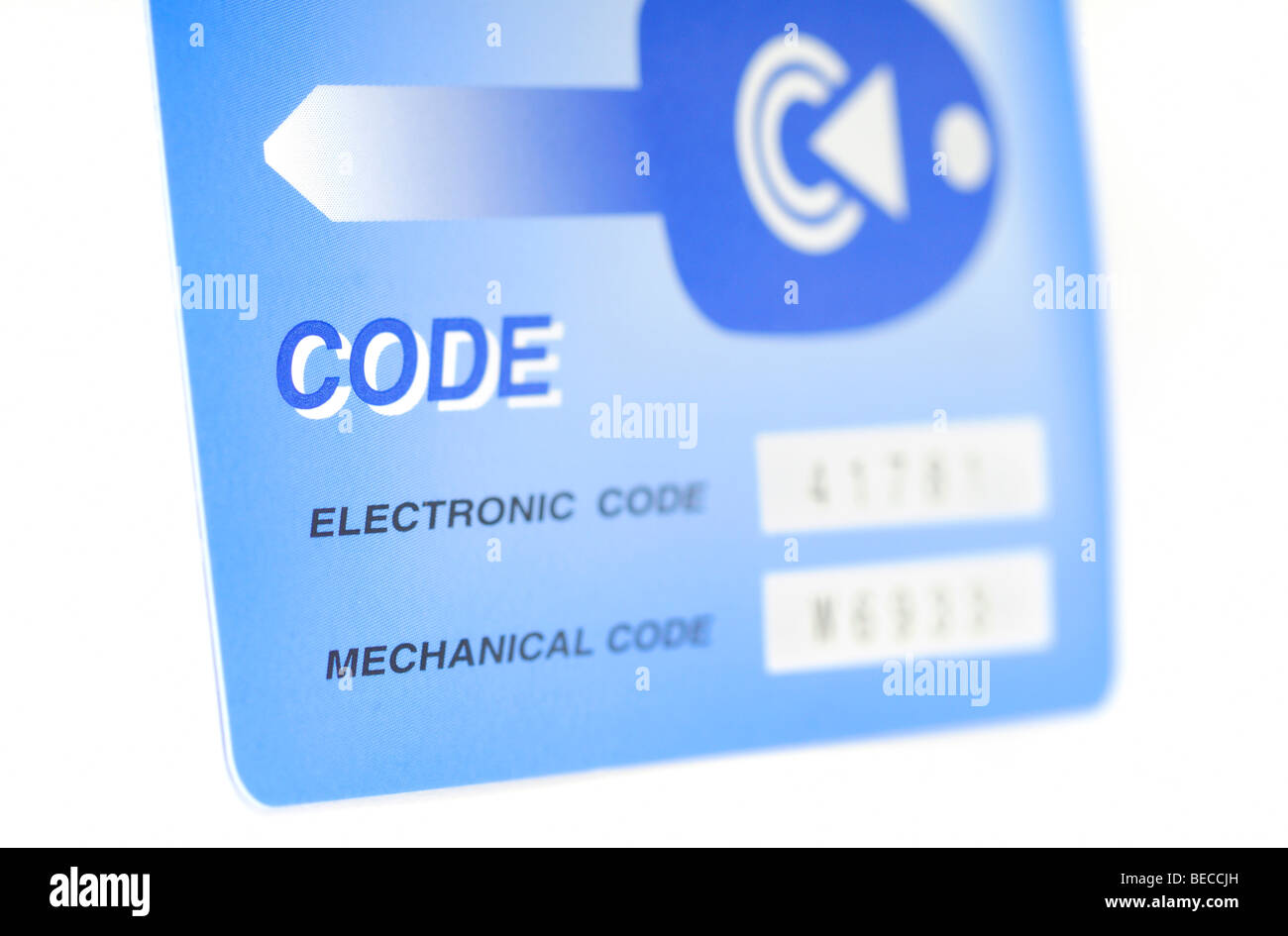 Code card for an automobile Stock Photo - Alamy