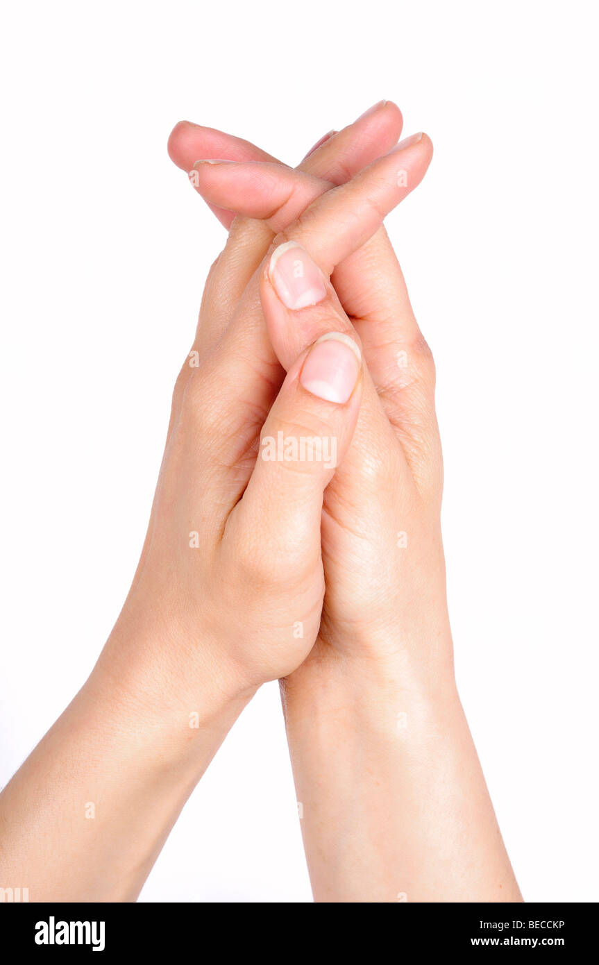 Woman's hands, folded Stock Photo - Alamy
