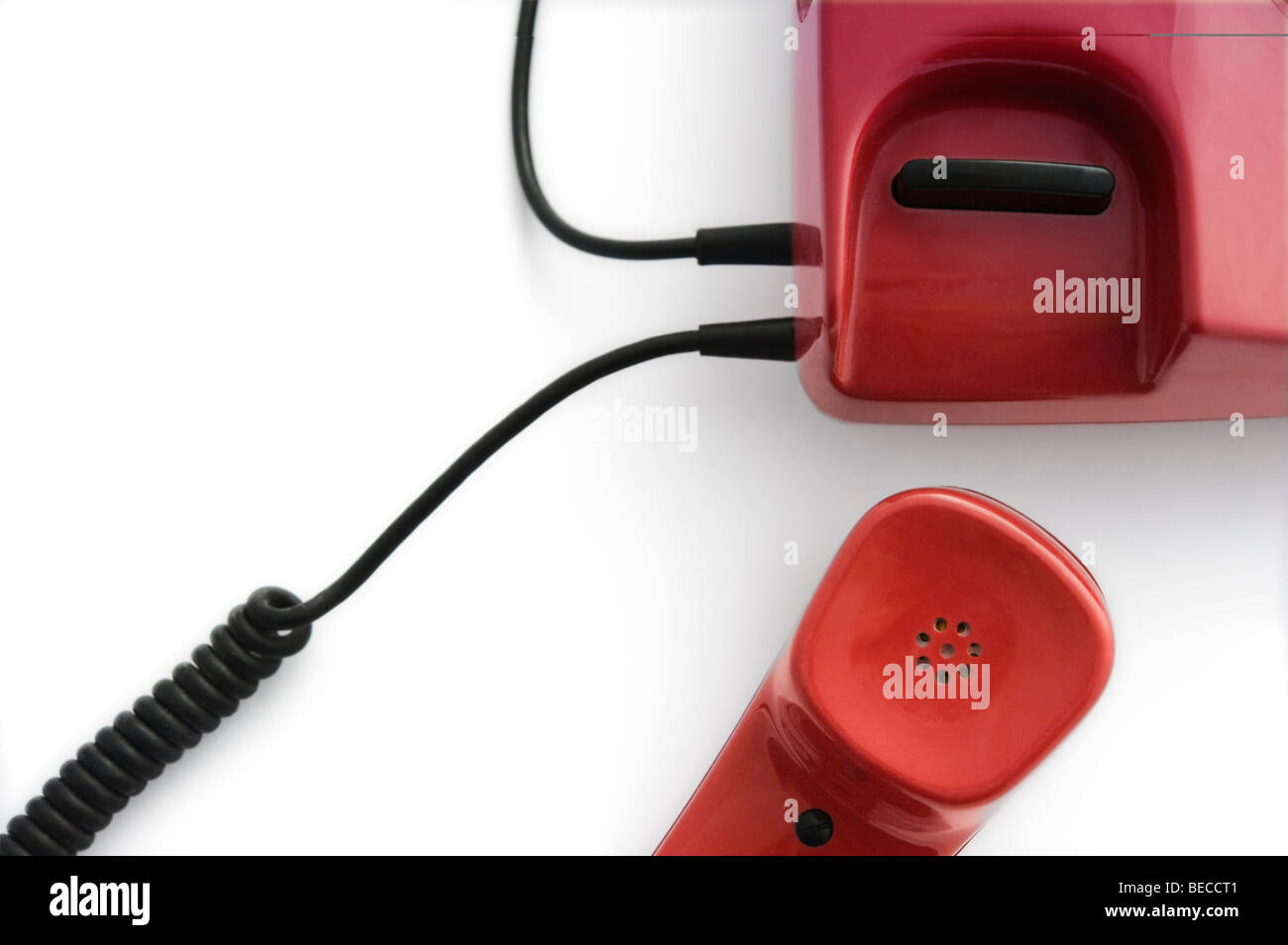 Red telephone receiver and cable hi-res stock photography and images ...