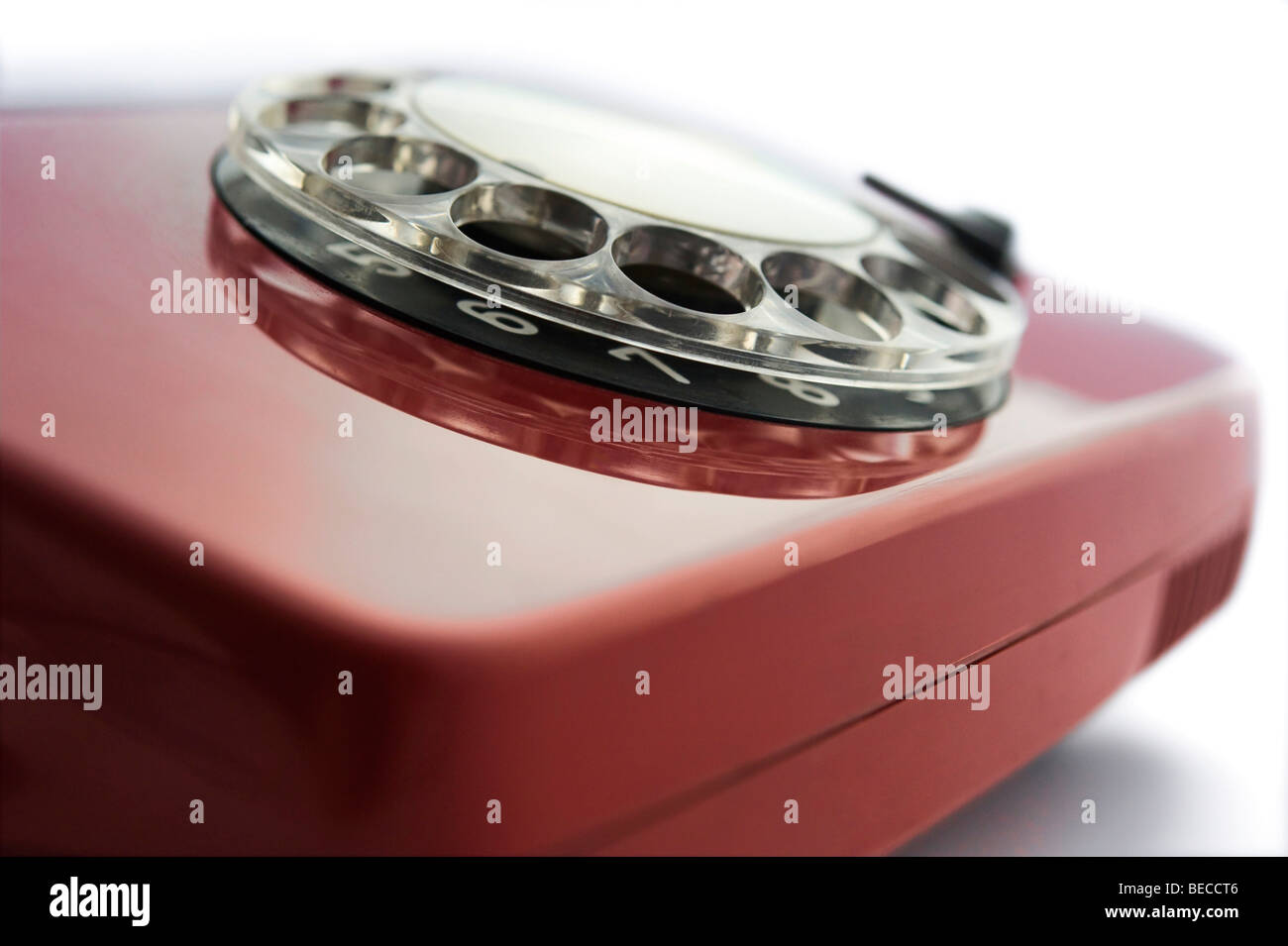 Detail of a red rotary telephone Stock Photo - Alamy