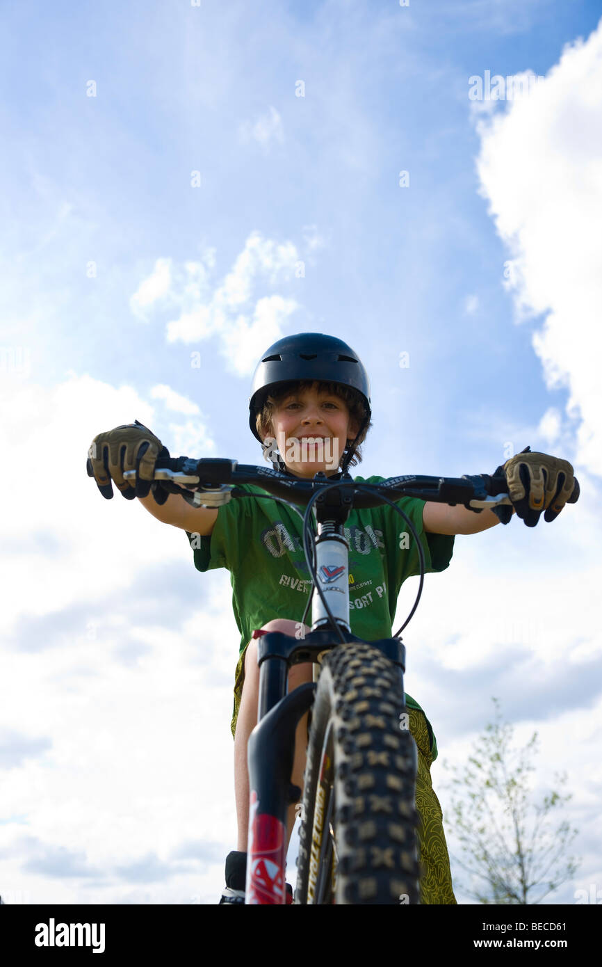 A boy on a mountain bike Stock Photo - Alamy