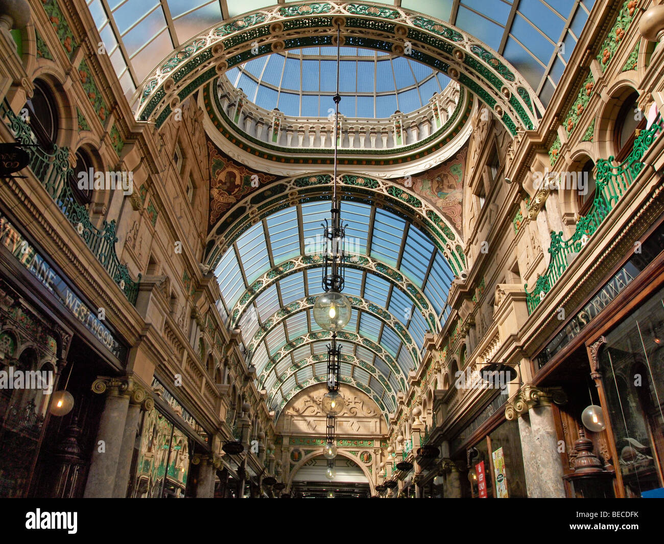 Detail of glazed roof of County Arcade Leeds UK Stock Photo - Alamy