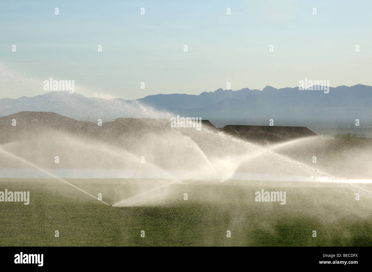 Reclaimed water is used to irrigate a golf course in the Sonoran Desert ...