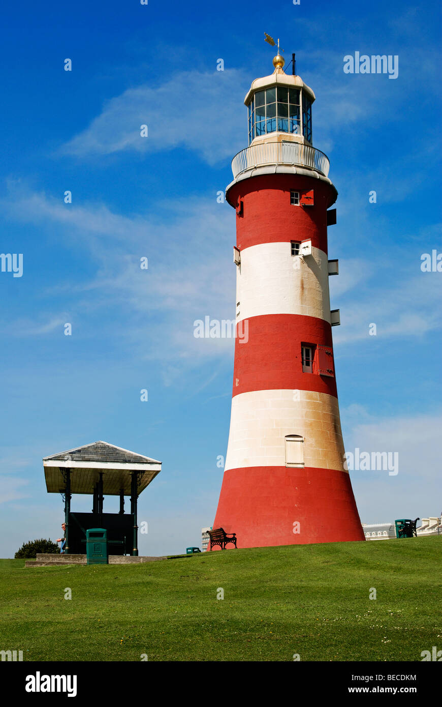 smeatons tower lighthouse on the hoe at plymouth in devon, england, uk ...
