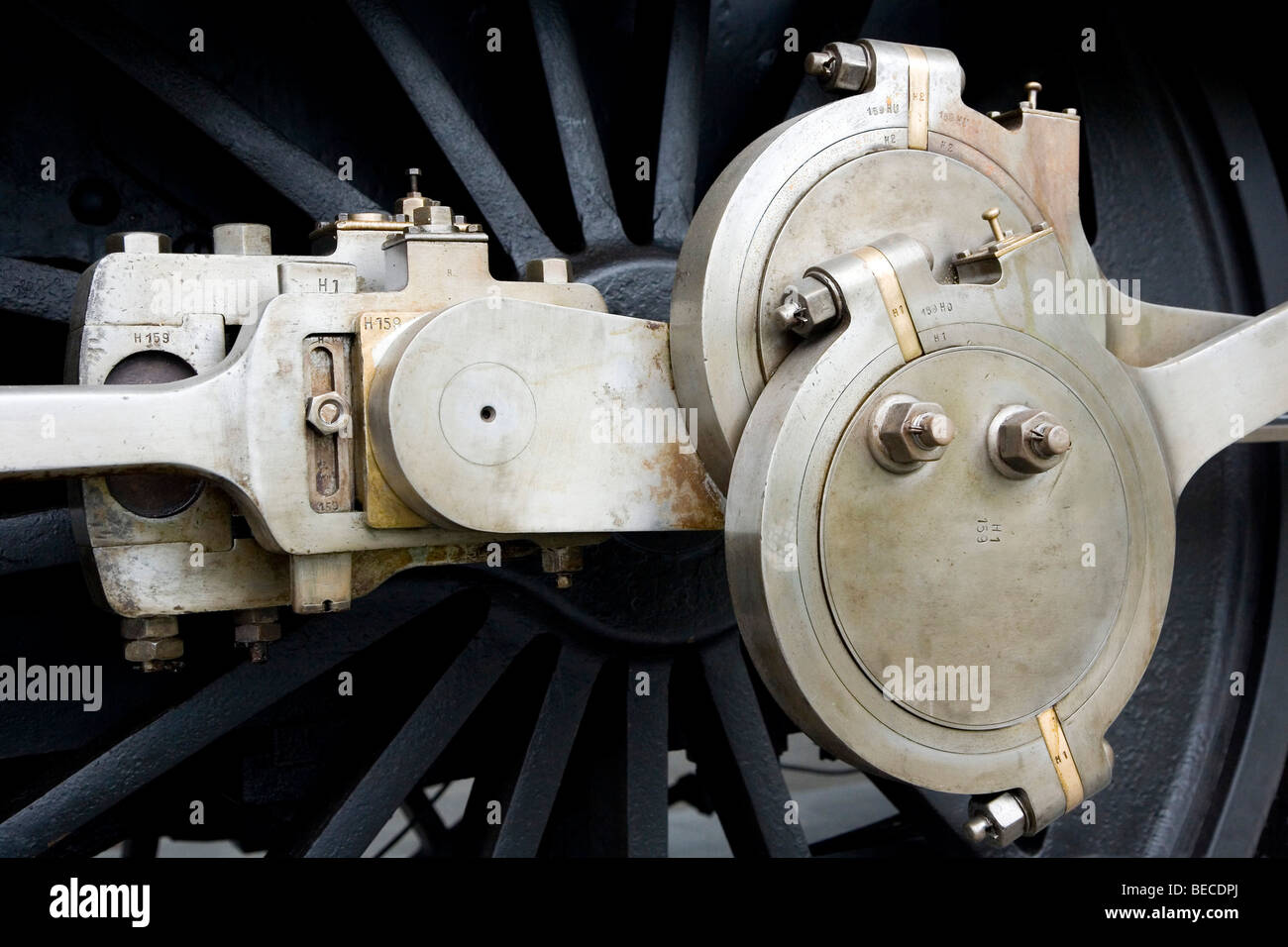 Mechanical detail of an old steam locomotive Stock Photo - Alamy