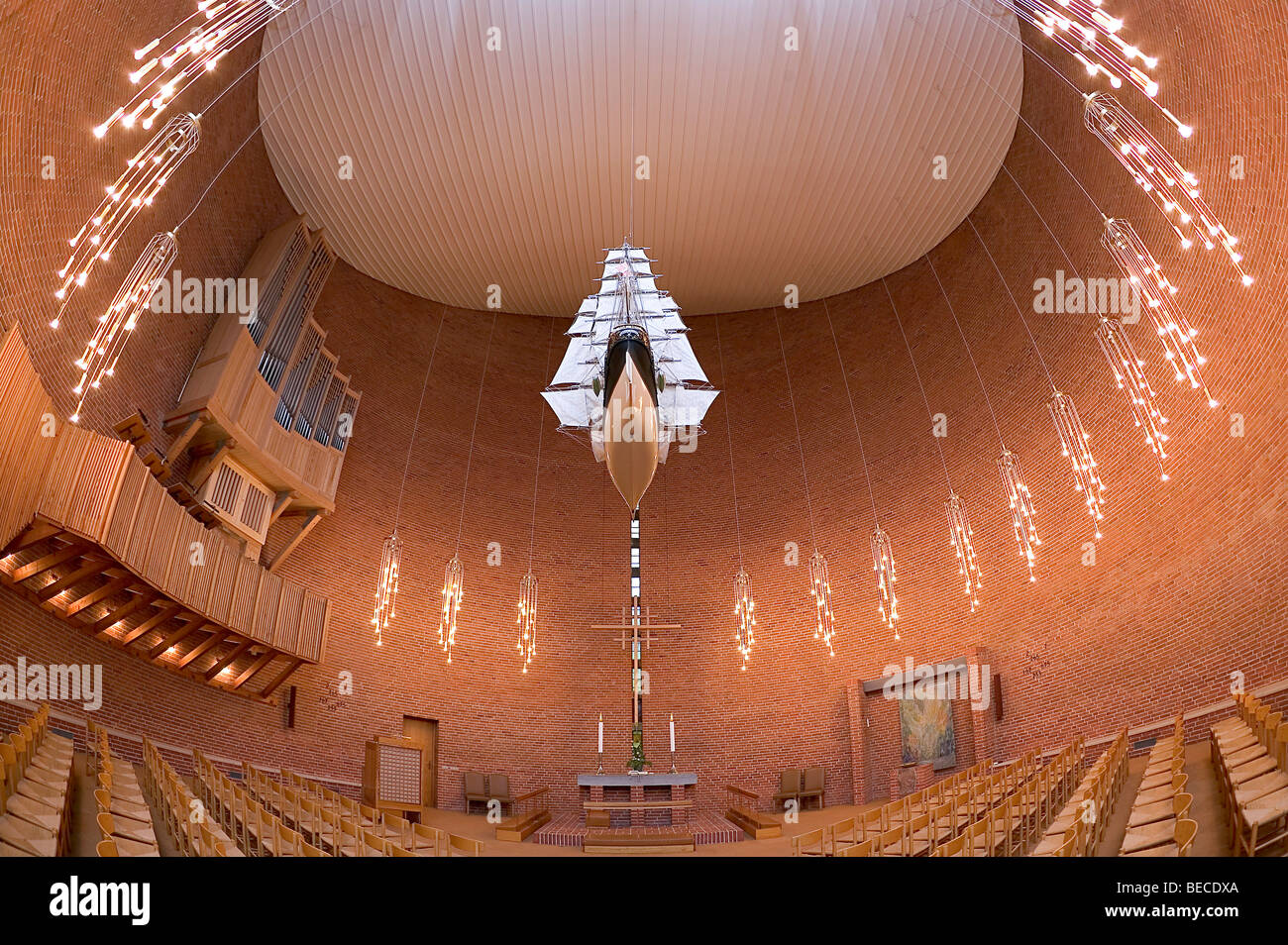 Interior of a modern church Stock Photo - Alamy