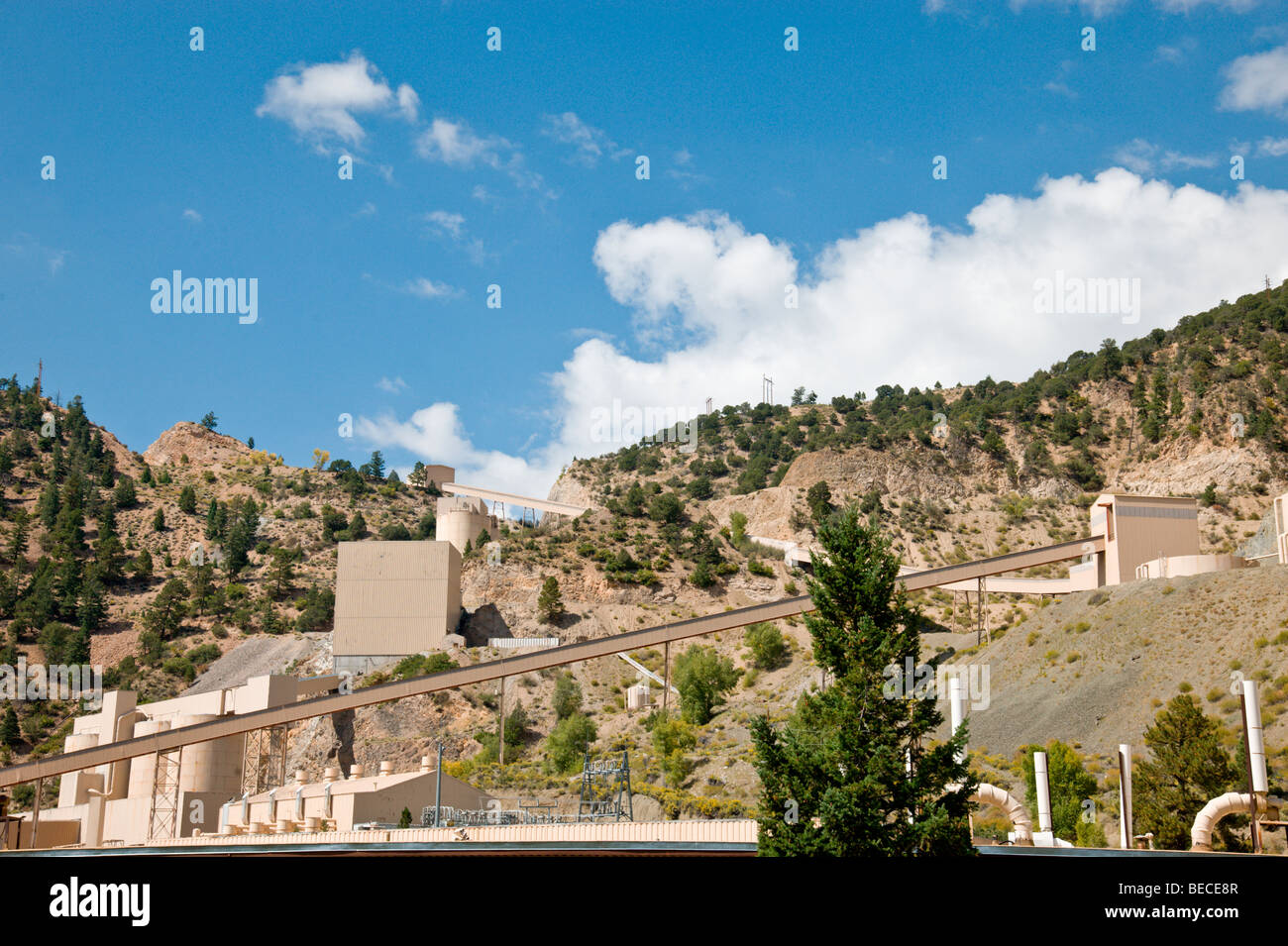 A Chevron mining operation functions on the steep slopes of a mountain ...