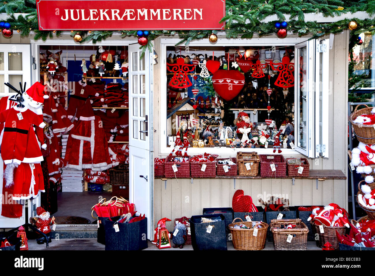 Christmas stall in Tivoli, Copenhagen, Denmark Stock Photo - Alamy