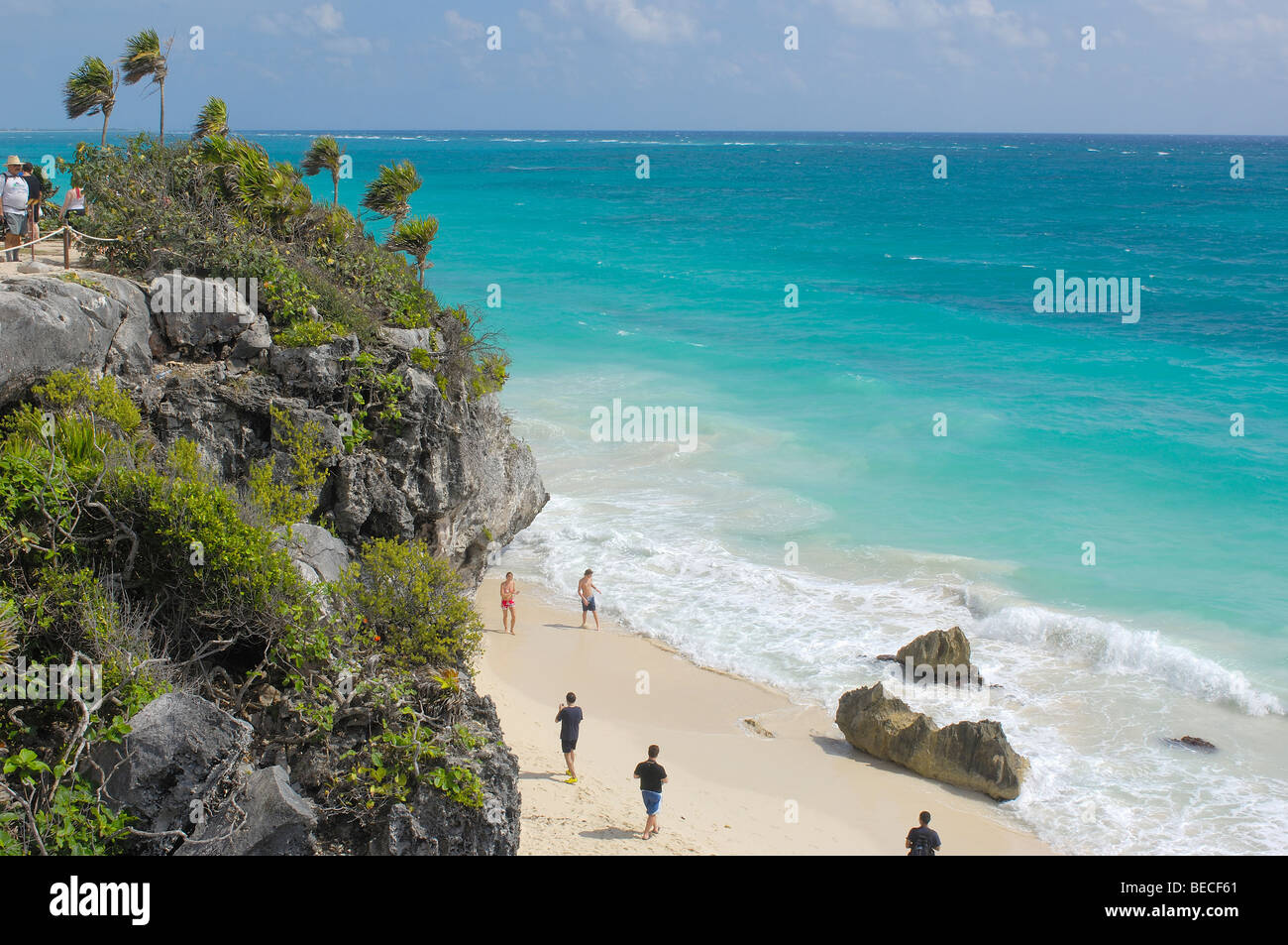 Beach at Mayan ruins of Tulum (1200-1524). Tulum. Quintana Roo state ...