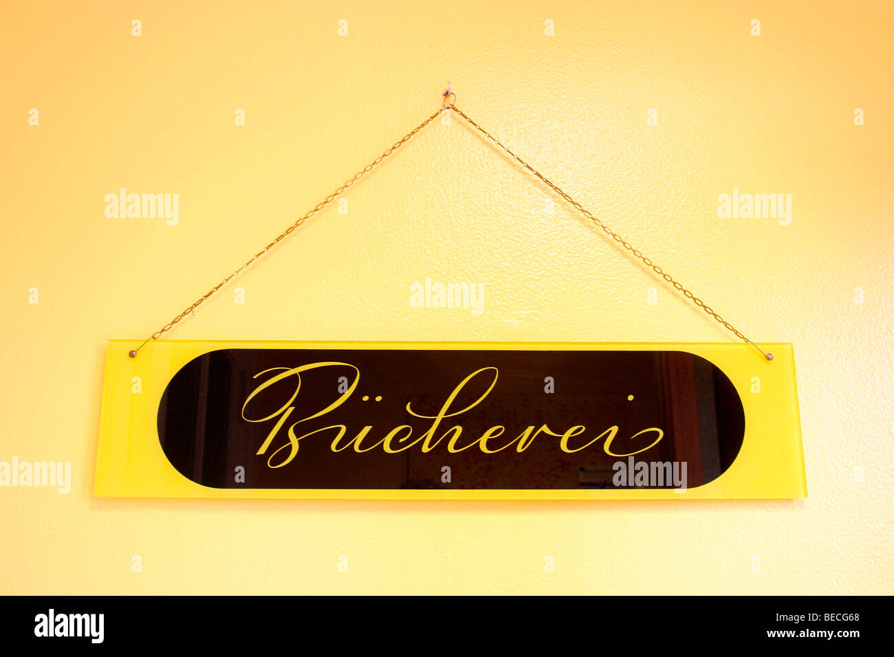 Sign "Buecherei", German for library Stock Photo - Alamy