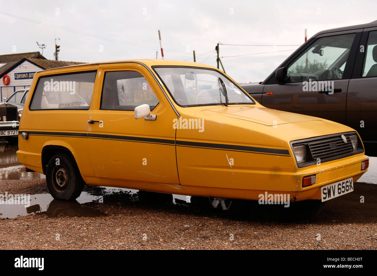 Old Englisch three-wheeled car, Rye, county of Kent, England, Europe ...