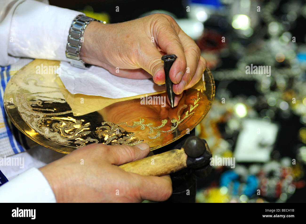 Coppersmith at work, Morocco Stock Photo - Alamy