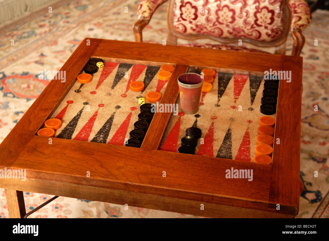 Old backgammon table in Leeds Castle, Leeds, county of Kent, England ...