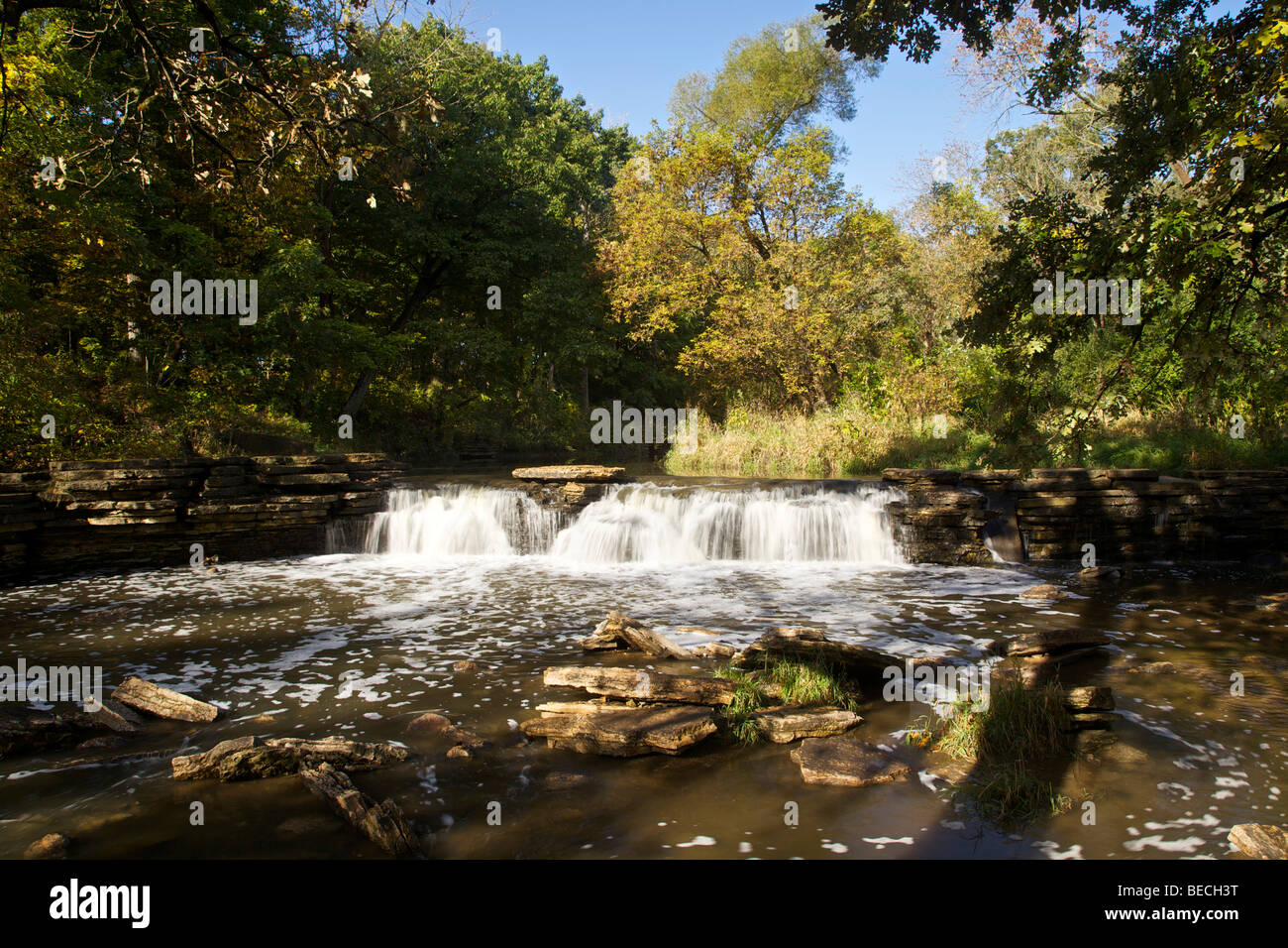 Naturalistic dam. Waterfall Glen Forest Preserve, DuPage County ...