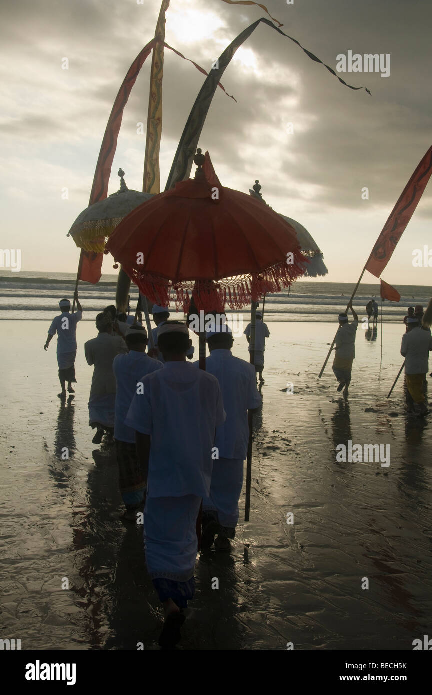 traditional funeral in Bali Indonesia with ashes being taken to the sea ...