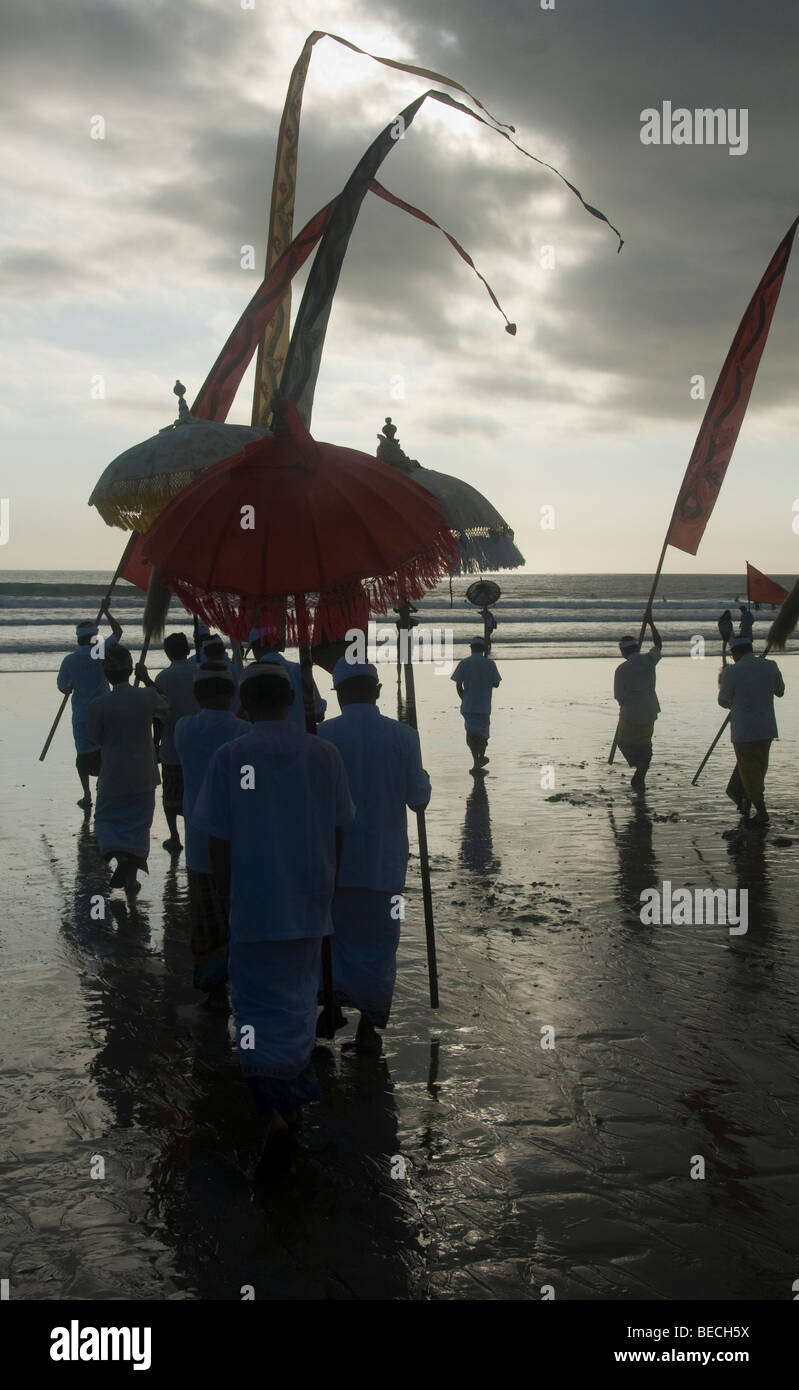 traditional funeral in Bali Indonesia with ashes being taken to the sea ...