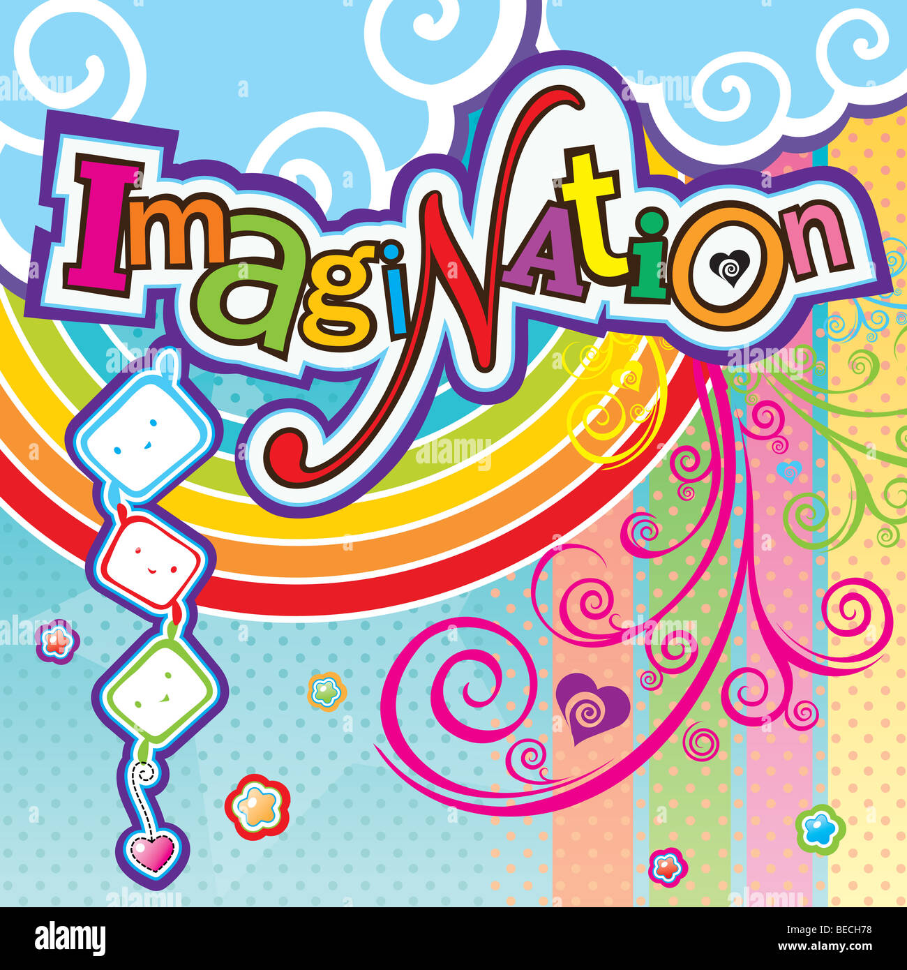 Cartoon illustration with Imagination text Stock Photo - Alamy