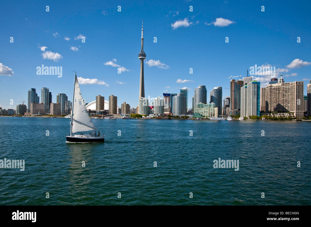 Toronto;Ontario;Canada, CN Tower; Lake Ontario and the Waterfront with ...