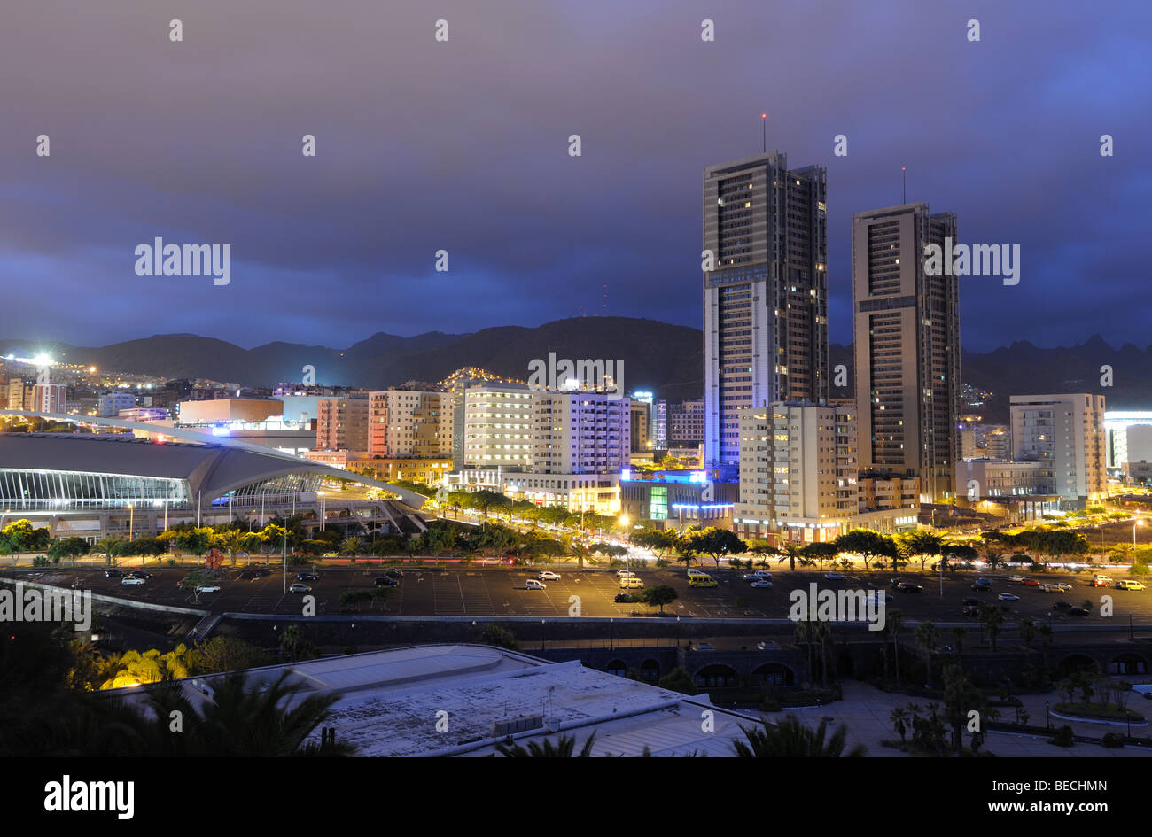 Capital City of Tenerife Santa Cruz at night Stock Photo - Alamy