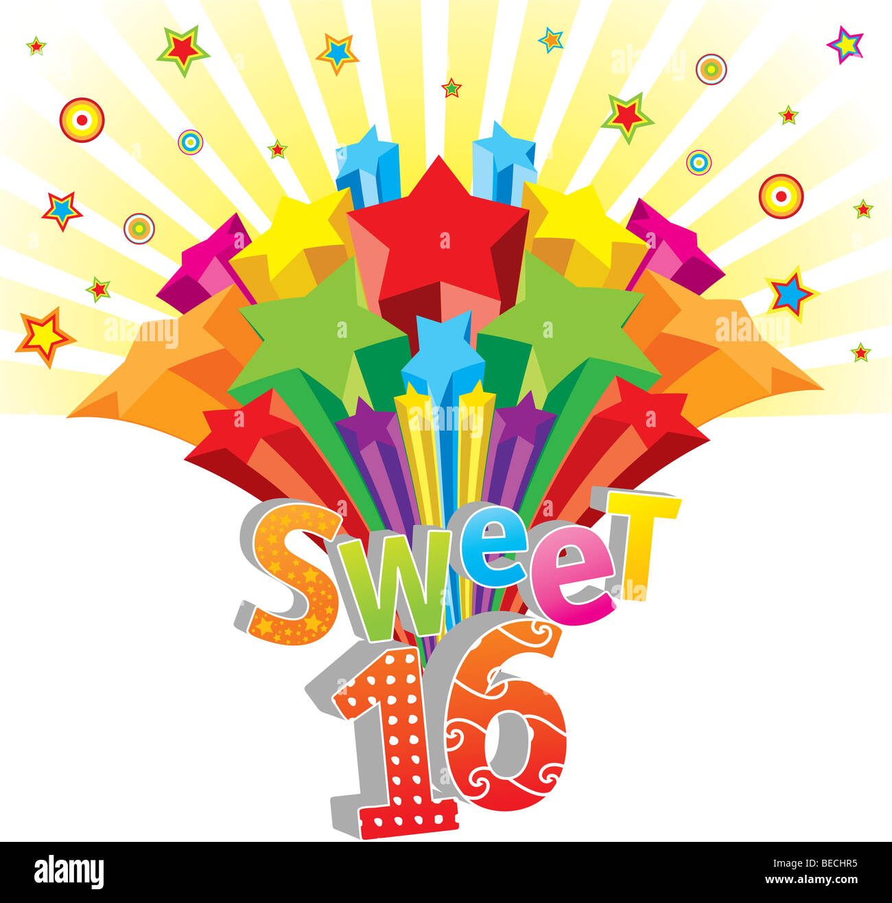 Funky vector Sweet 16 card Stock Photo - Alamy