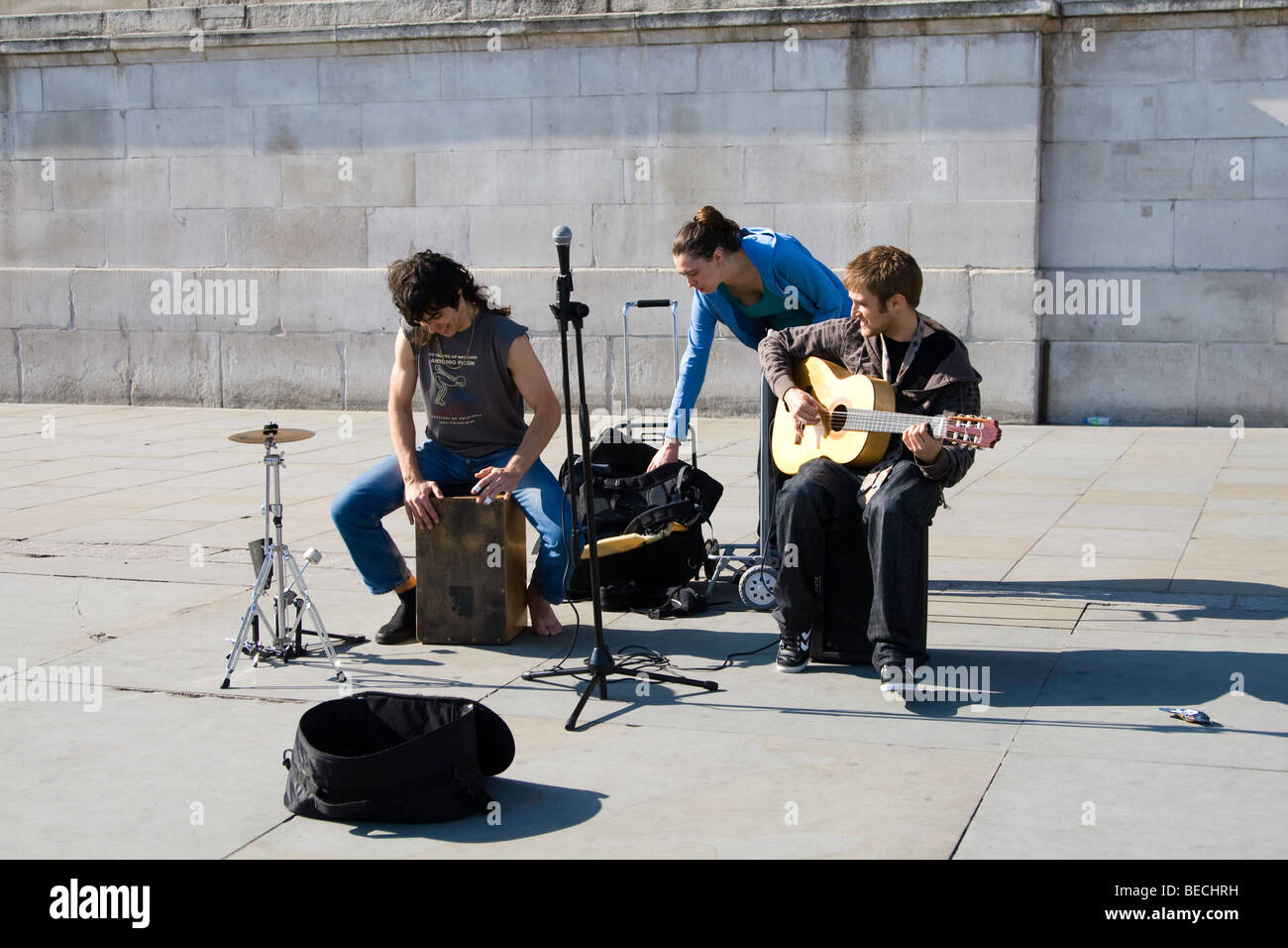 Group busking in London Stock Photo - Alamy