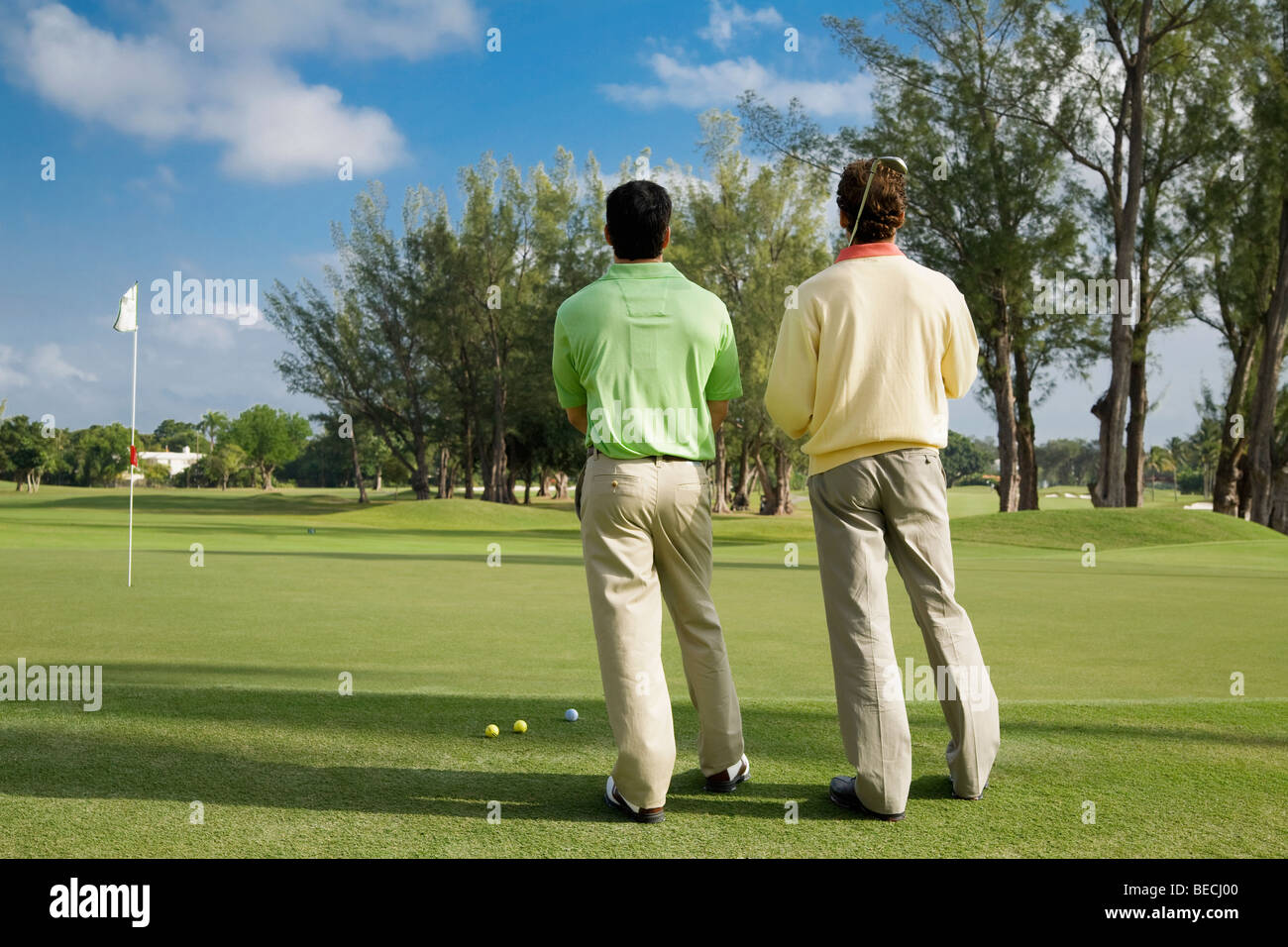 Two golfer standing in a golf course, Biltmore Golf Course, Coral ...