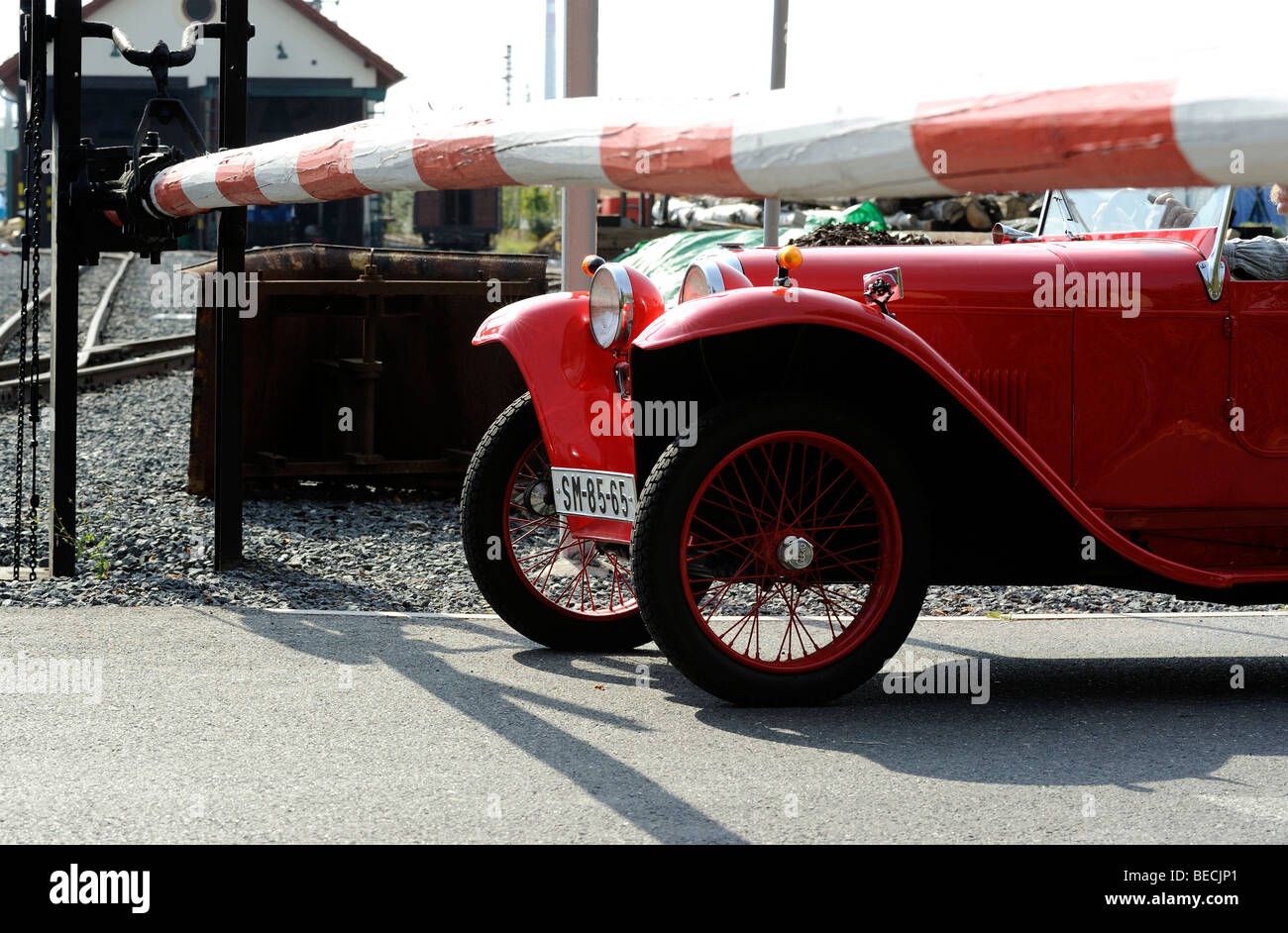 Steam Locomotive coal tank engine railway station with Aero veteran car ...