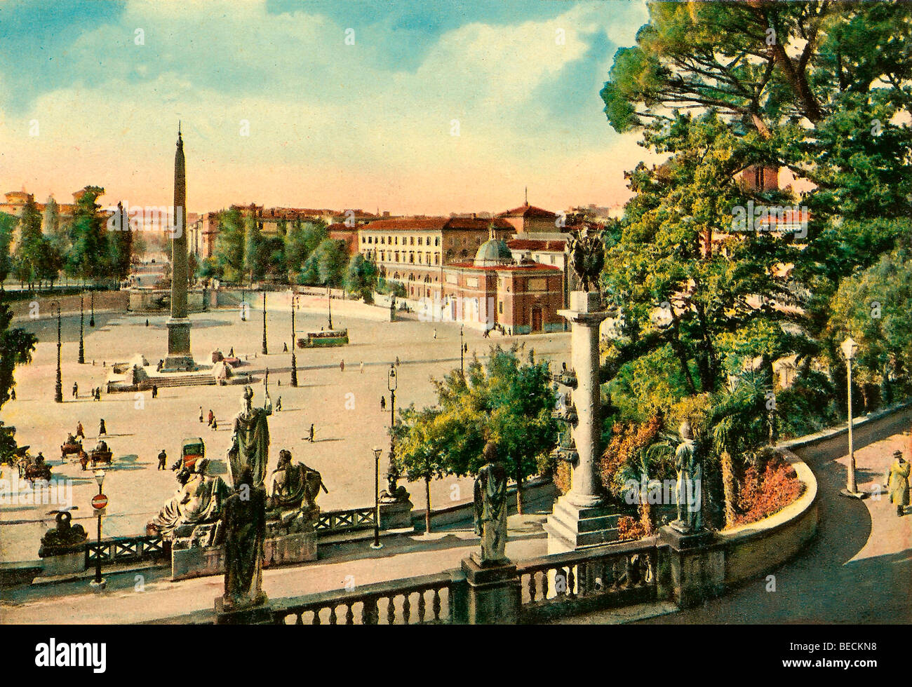 Historical photo around 1930, Piazza del Popolo, Rome, Latium, Italy ...
