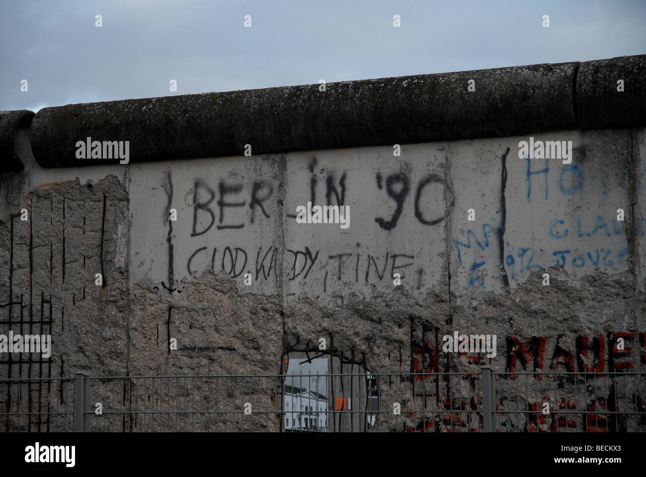Preserved section of the Berlin Wall on Niederkirchnerstrasse, formerly ...