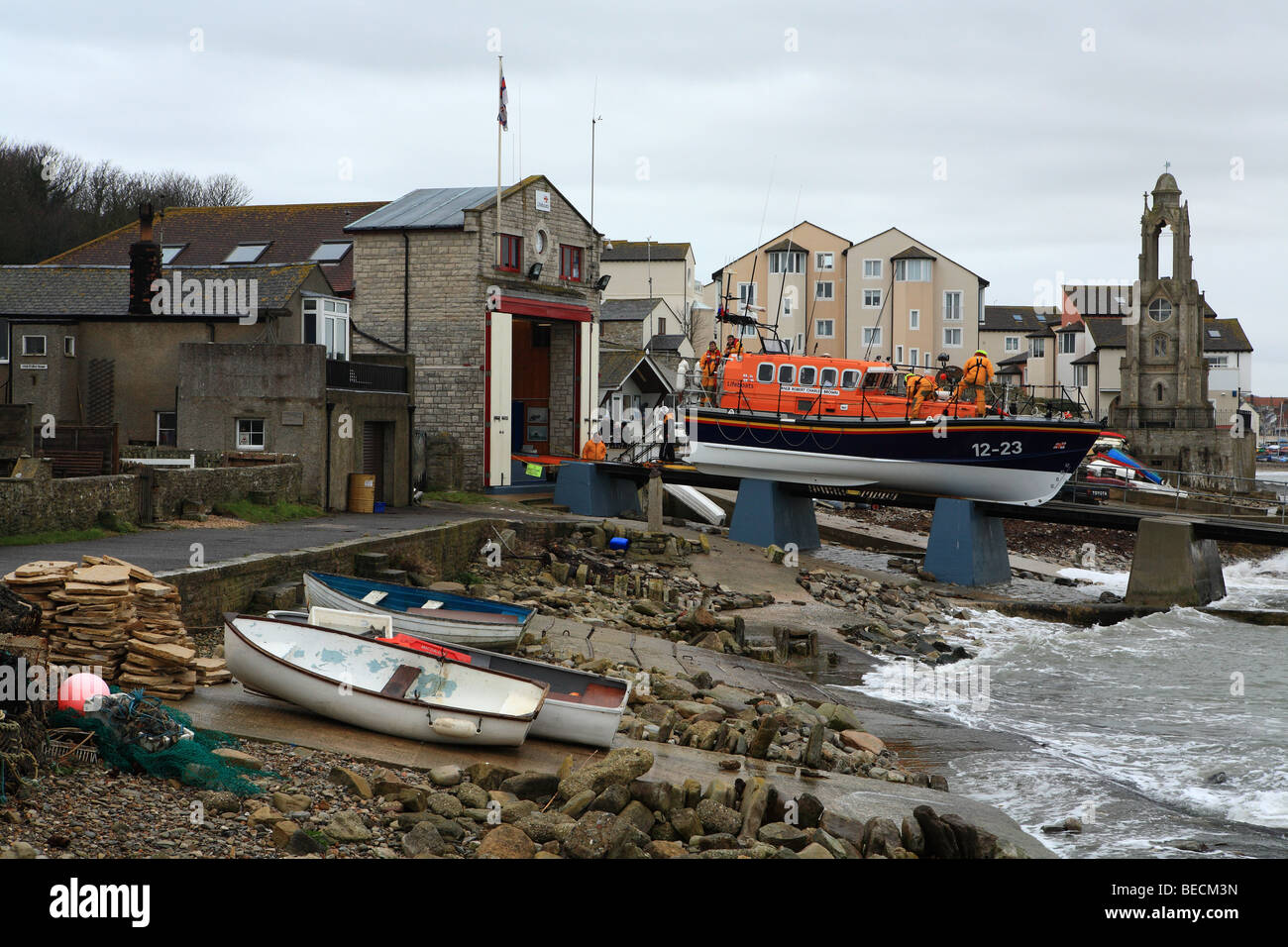 The Swanage Lifeboat at the top of the launch slip Stock Photo - Alamy