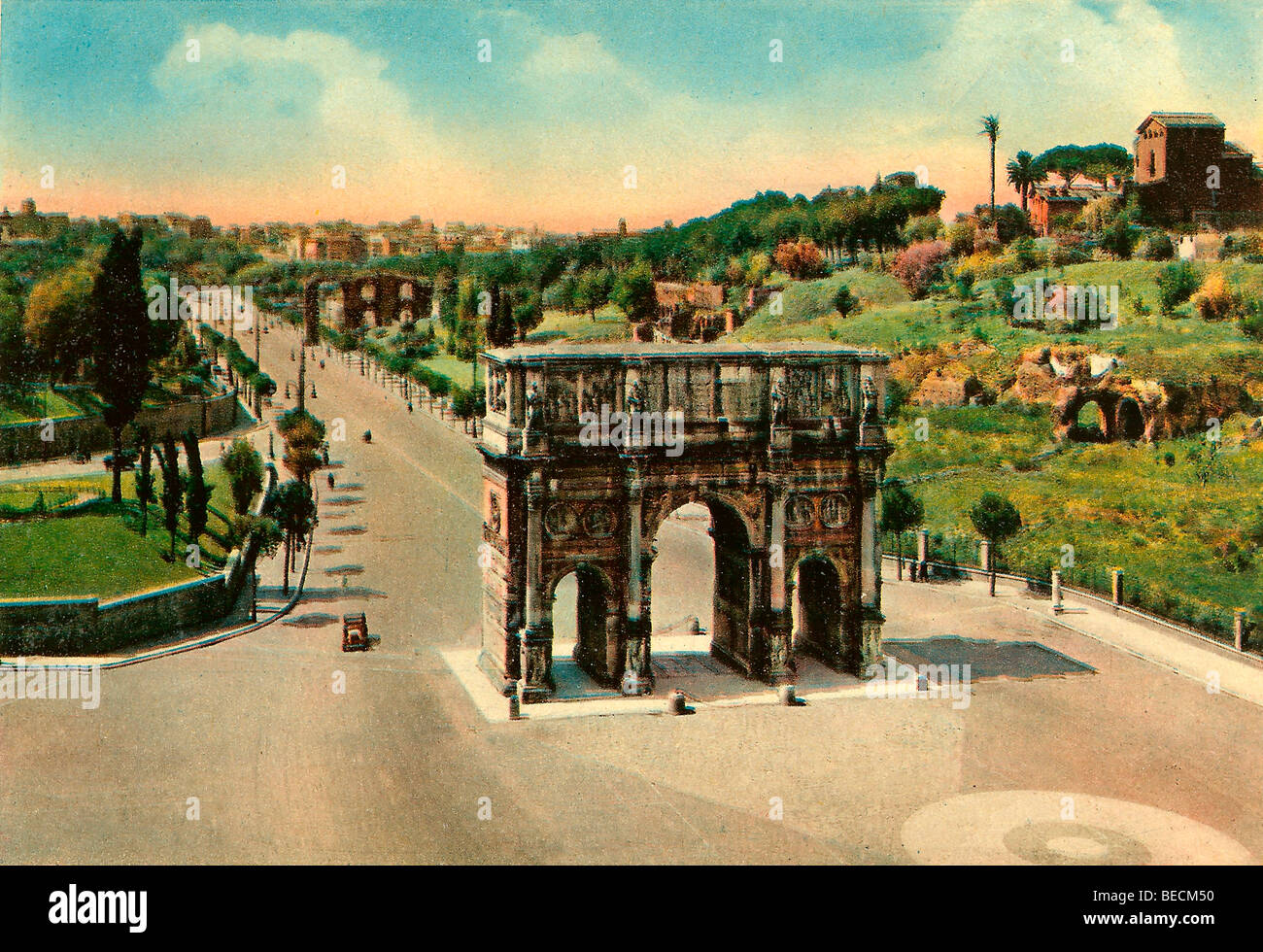Historical photo around 1930, Arch of Constantine, Rome, Latium, Italy ...