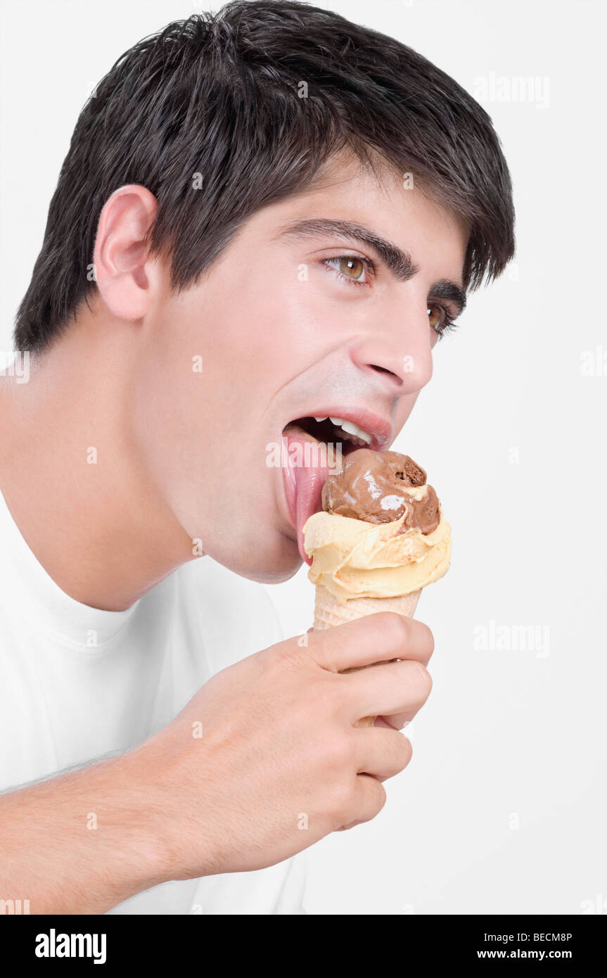 Wafer chocolate eat man hi-res stock photography and images - Alamy