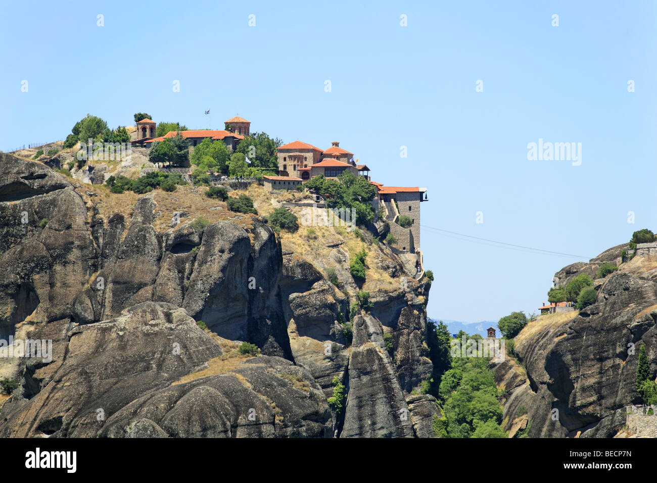 the monastery Great Meteora (Megalo Meteoron Metamorphosis) at the ...