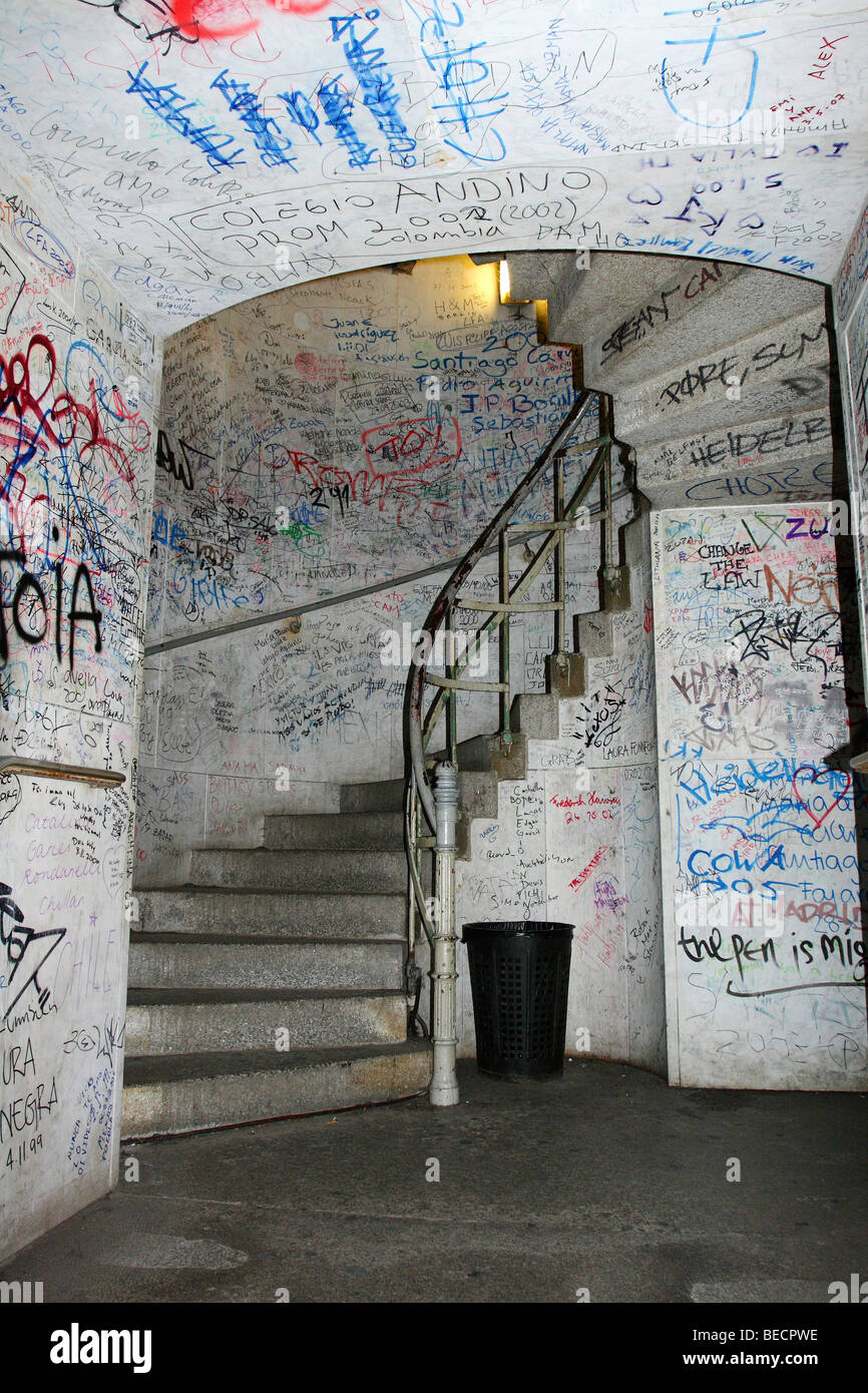 Graffiti in the staircase of the Siegessaeule, Berlin Victory Column ...