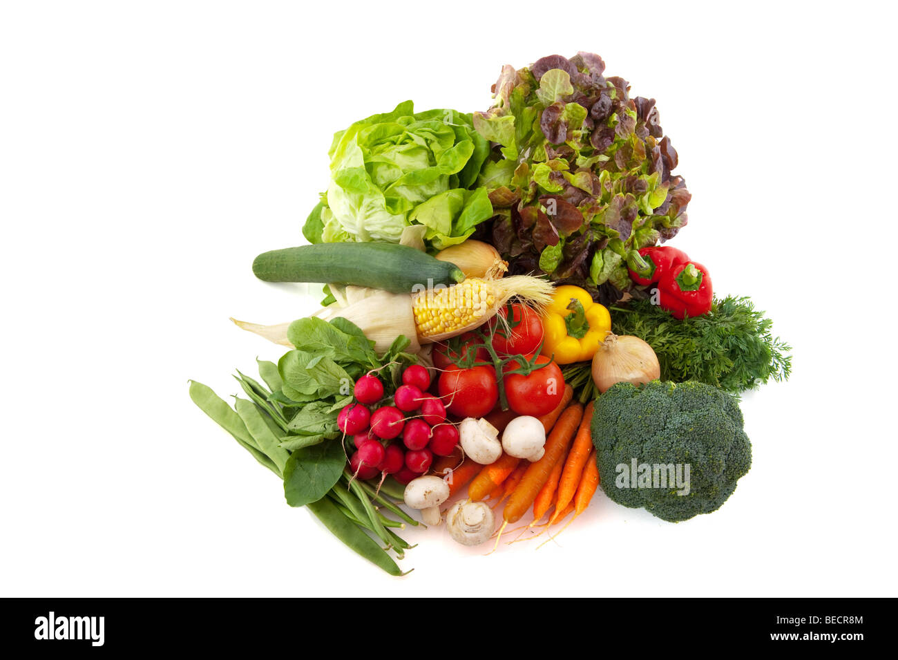 assortment fresh and healthy vegetables isolated over white Stock Photo ...